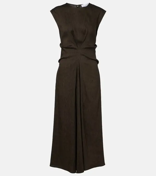 Proenza Schouler White Label Miranda Linen-blend Midi Dress - Brown