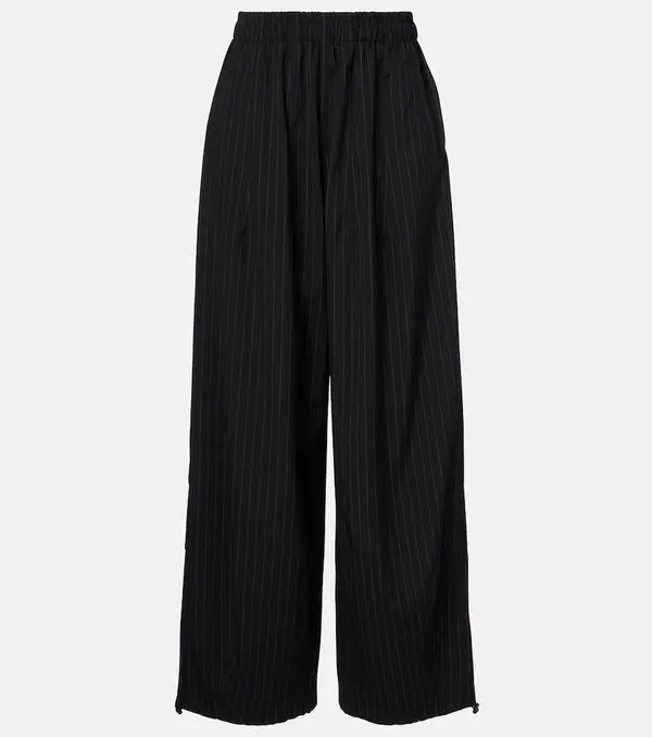 THE FRANKIE SHOP Oakdale Pinstripe Wide-leg Pants - Black