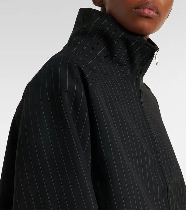 THE FRANKIE SHOP Baxter Oversized Pinstripe Blouson Jacket - Black