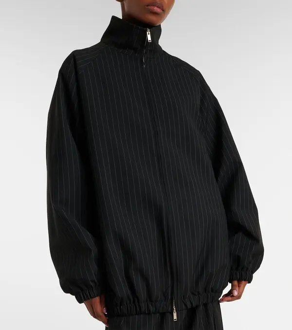 THE FRANKIE SHOP Baxter Oversized Pinstripe Blouson Jacket - Black