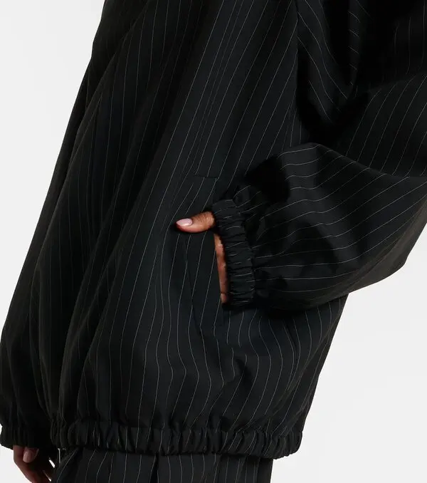 THE FRANKIE SHOP Baxter Oversized Pinstripe Blouson Jacket - Black