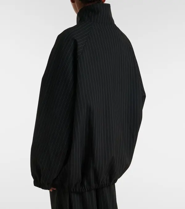 THE FRANKIE SHOP Baxter Oversized Pinstripe Blouson Jacket - Black