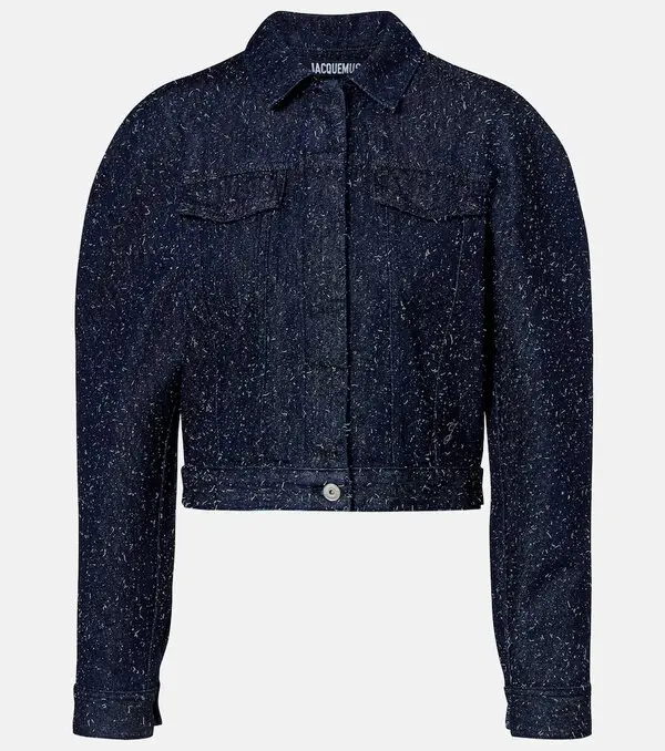 Jacquemus Ovalo De-nîmes Embroidered Denim Jacket - Blue