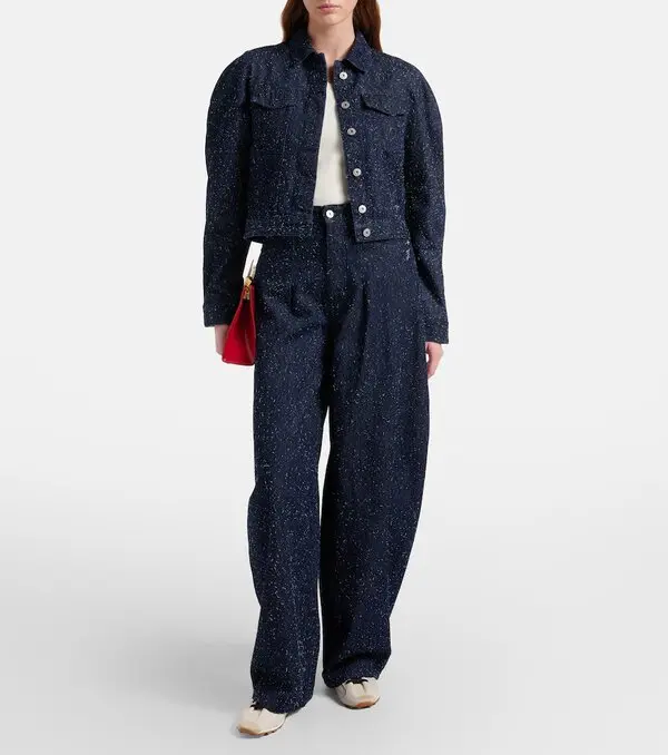 Jacquemus Ovalo De-nîmes Embroidered Denim Jacket - Blue
