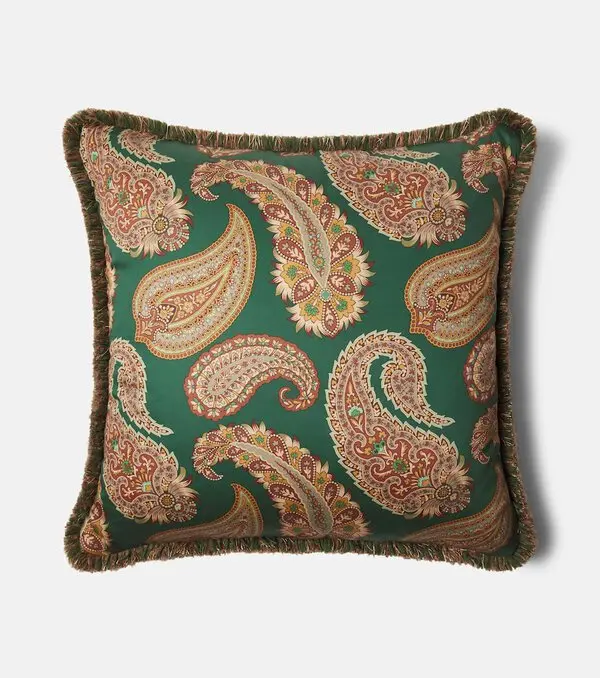 Etro Paisley Cotton Cushion - Green