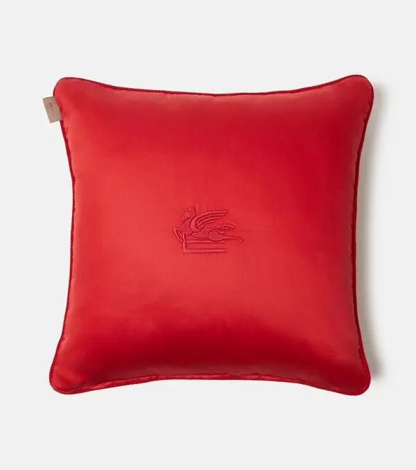 Etro Pegaso Paisley Cotton Cushion - Red