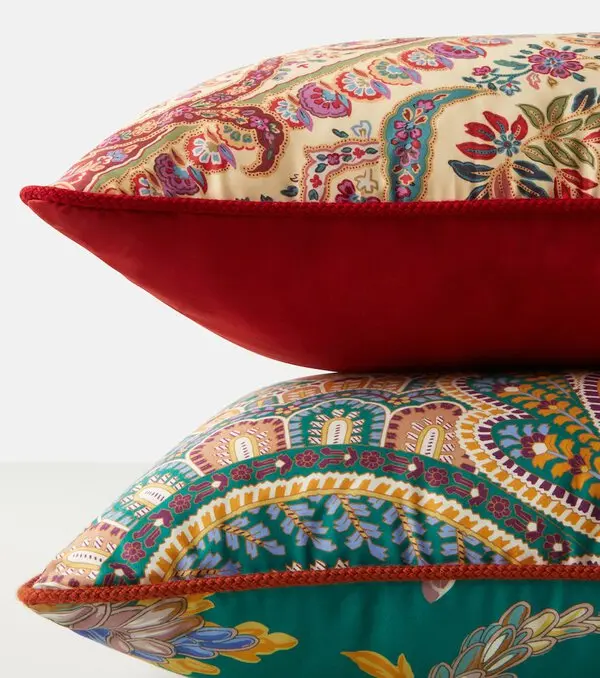 Etro Pegaso Paisley Cotton Cushion - Red