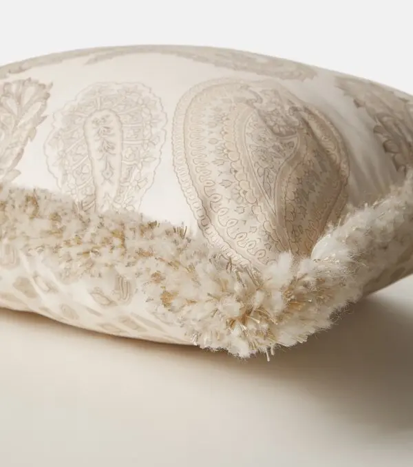 Etro Pegaso Paisley Cotton Cushion - White