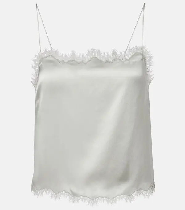 DÔEN Loure Lace-trimmed Silk Camisole - Blue