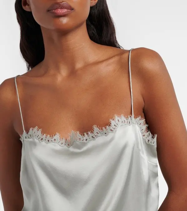 DÔEN Loure Lace-trimmed Silk Camisole - Green