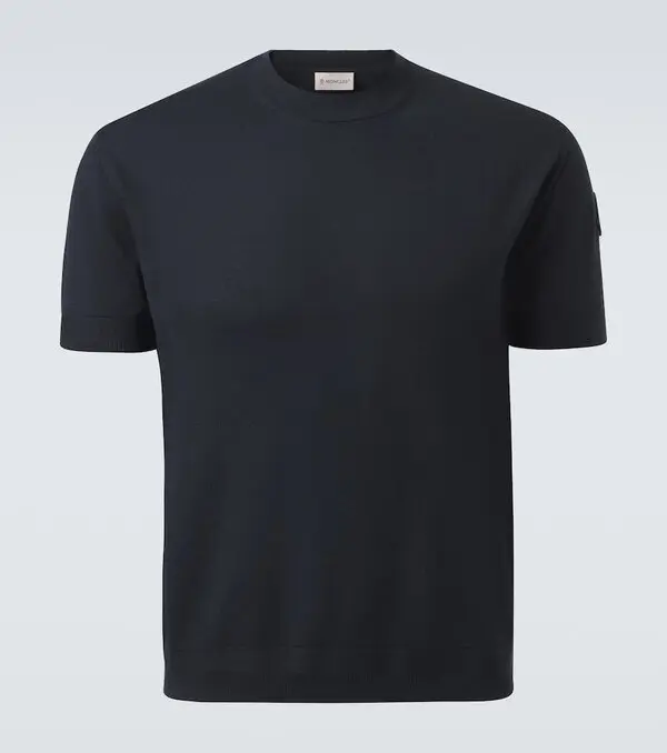 Moncler Silk And Cotton T-shirt - Blue
