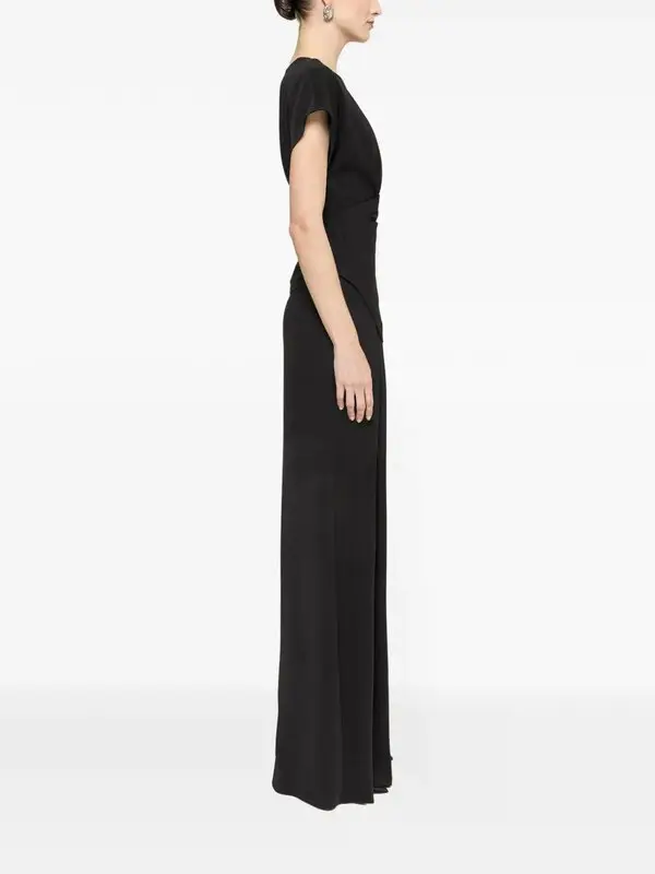 NISSA Short-sleeve Notched Neck Top With Draped Front