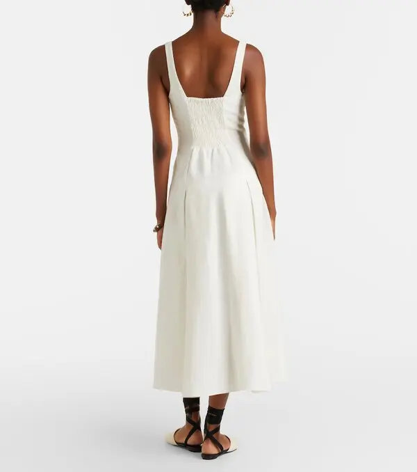 Faithfull The Brand Adalee Linen Midi Dress - White