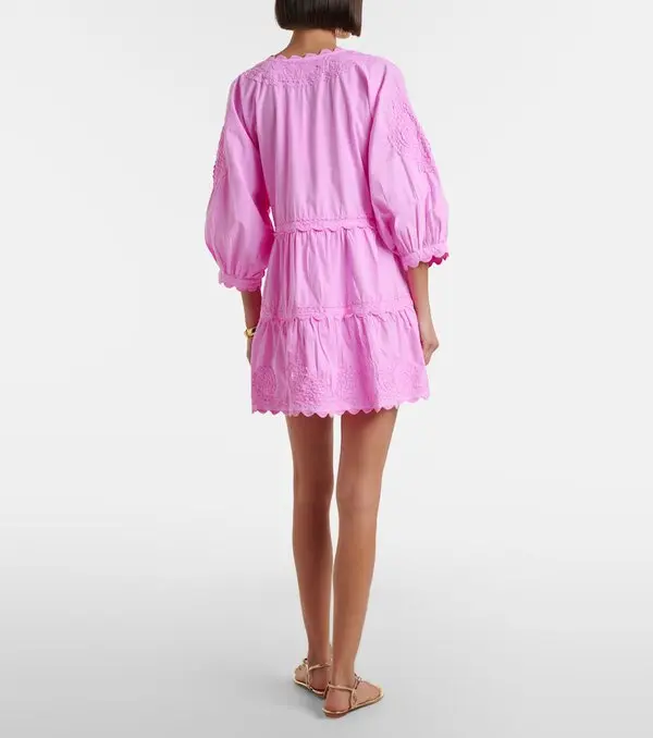 JULIET DUNN Embroidered Cotton Minidress - Pink