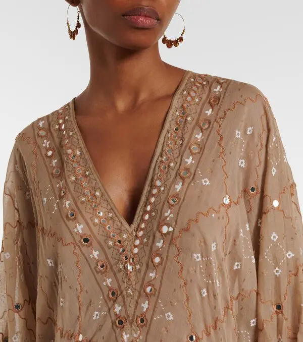 JULIET DUNN Embellished Cotton Maxi Dress