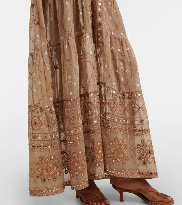 JULIET DUNN Embellished Cotton Maxi Dress