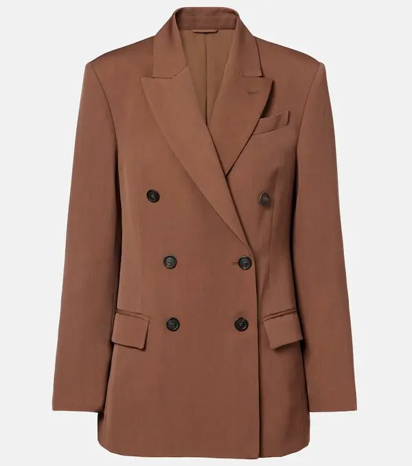 Brunello Cucinelli Double-breasted Wool-blend Blazer - Brown
