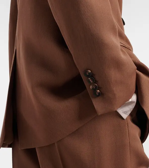Brunello Cucinelli Double-breasted Wool-blend Blazer - Brown