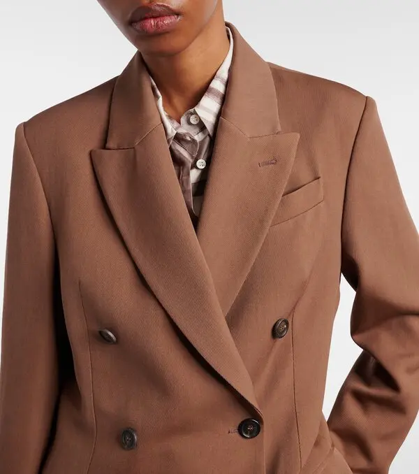 Brunello Cucinelli Double-breasted Wool-blend Blazer - Brown