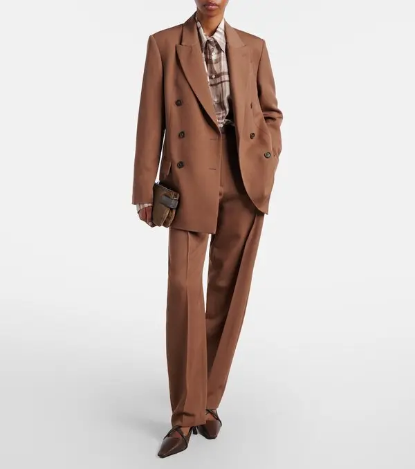 Brunello Cucinelli Double-breasted Wool-blend Blazer - Brown