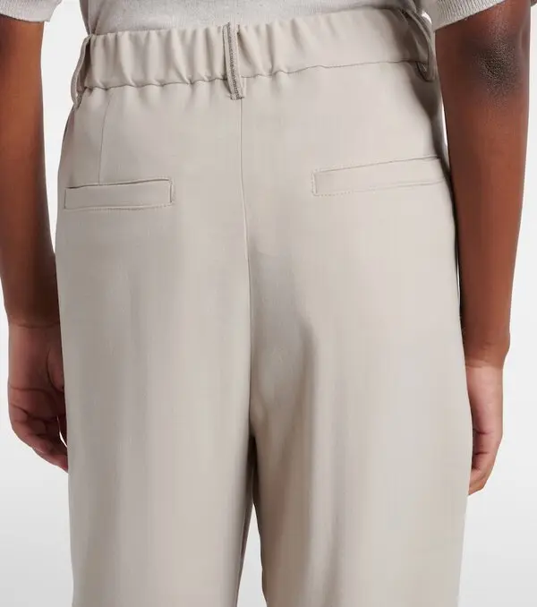 Brunello Cucinelli Monili Wool-blend Wide-leg Pants