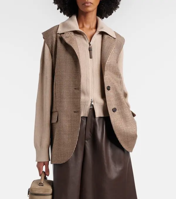 Brunello Cucinelli Houndstooth Wool-blend Vest