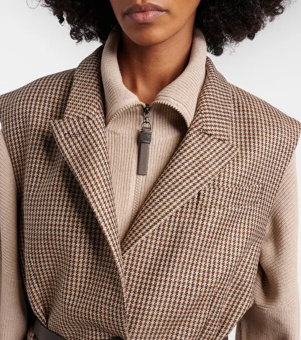 Brunello Cucinelli Houndstooth Wool-blend Vest