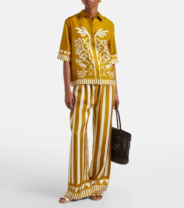 ERES Pacha Striped Silk Twill Palazzo Pants - Yellow