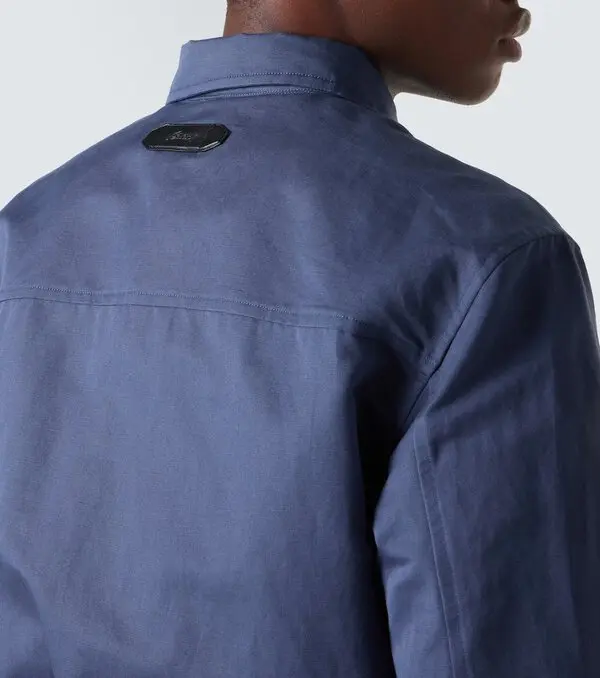 Brioni Linen And Cotton Blouson Jacket - Blue