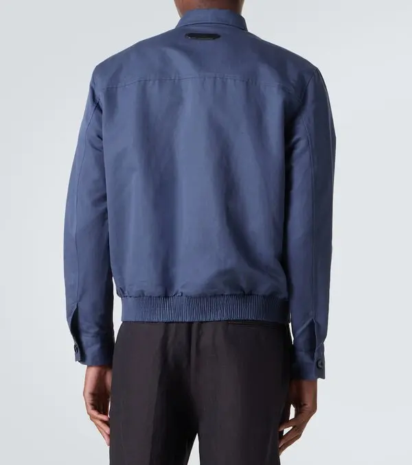 Brioni Linen And Cotton Blouson Jacket - Blue