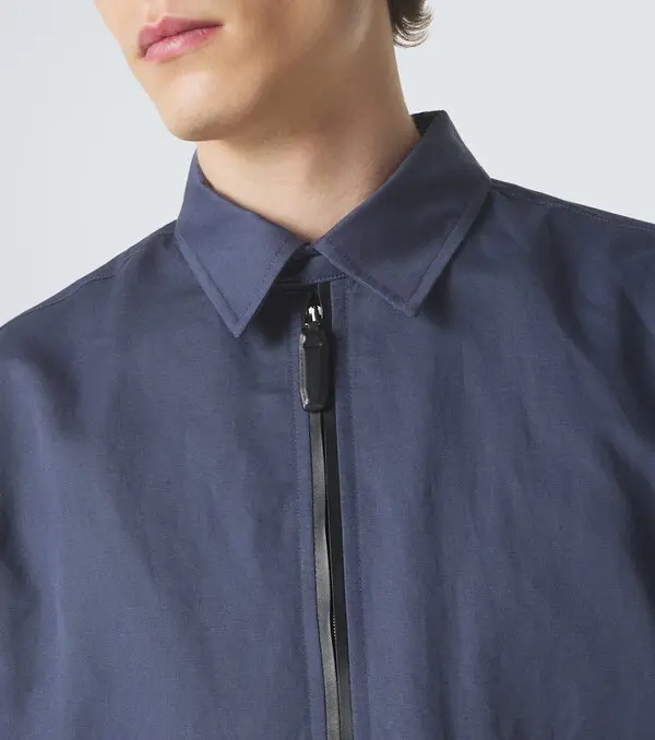 Brioni Linen And Cotton Blouson Jacket - Blue