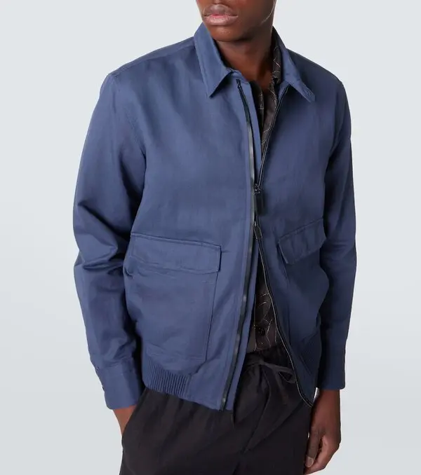 Brioni Linen And Cotton Blouson Jacket - Blue