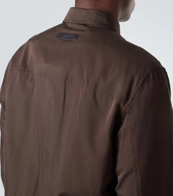 Brioni Leather-trimmed Silk Blouson Jacket - Brown