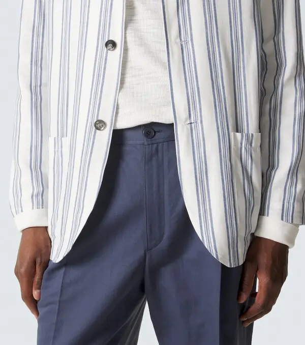 Brioni Linen And Cotton Straight Pants - Blue