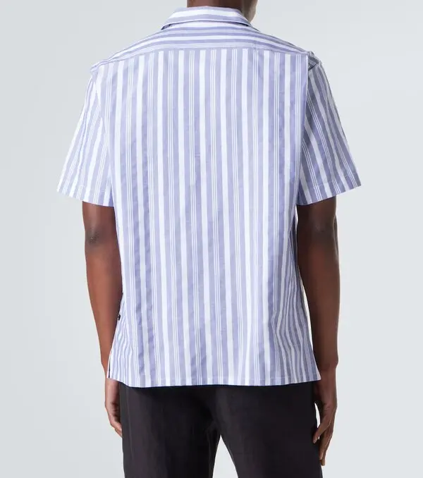 Brioni Striped Cotton Poplin Bowling Shirt