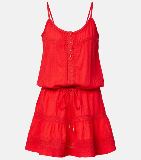 Melissa Odabash Kelly Crochet-trimmed Cotton Minidress - Red