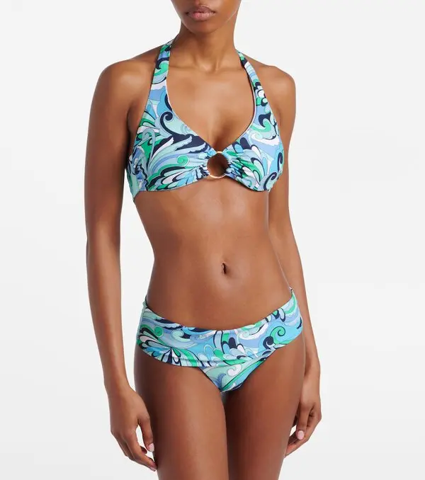 Melissa Odabash Brussels Printed Ring-detail Bikini Top - Blue