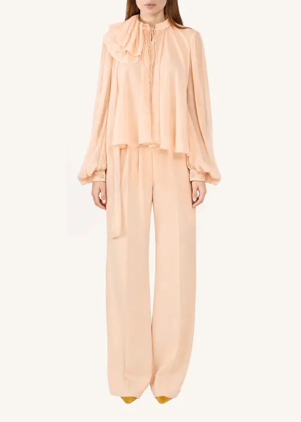 Aiste Hong Wide Leg Pleated Trousers - Peach
