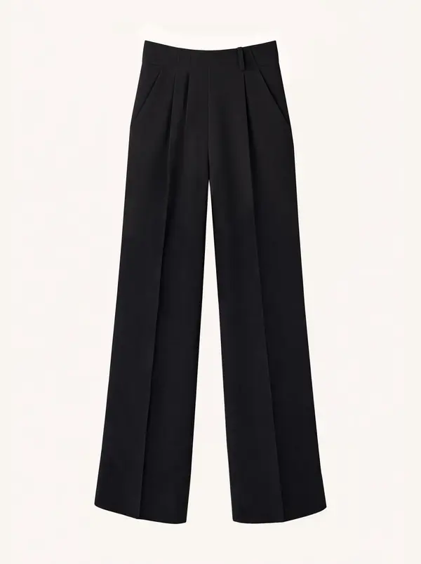Aiste Hong Wide Leg Pleated Trousers - Black