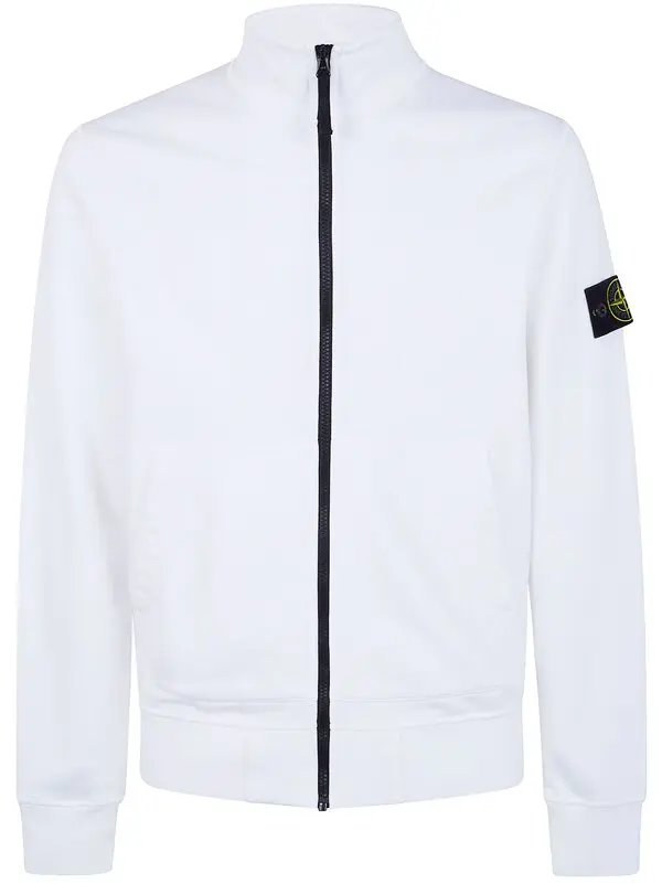 Stone Island Zip Up Cardigan - White