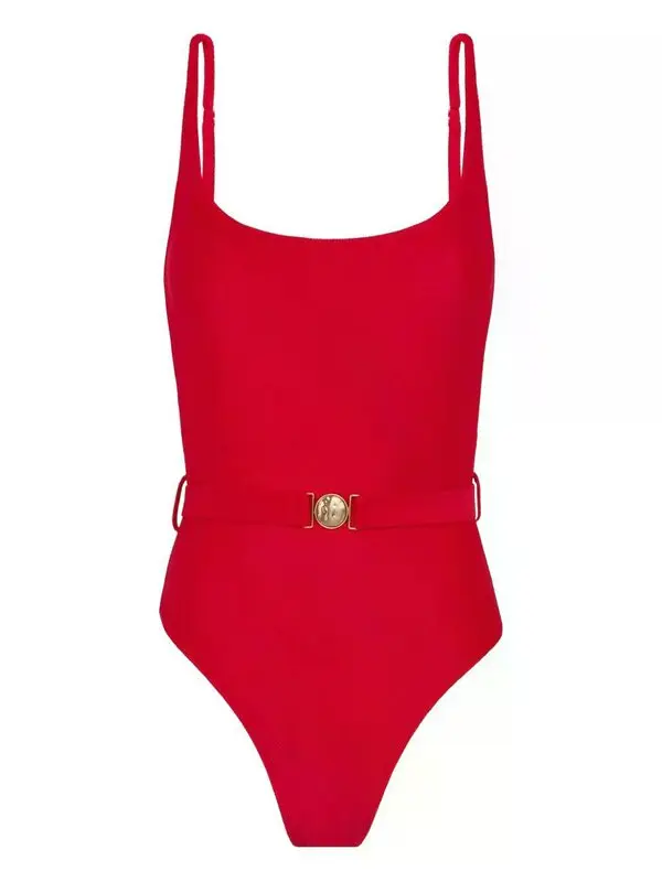 LENNY NIEMEYER Belted Ribbed One-piece Swimsuit - Red