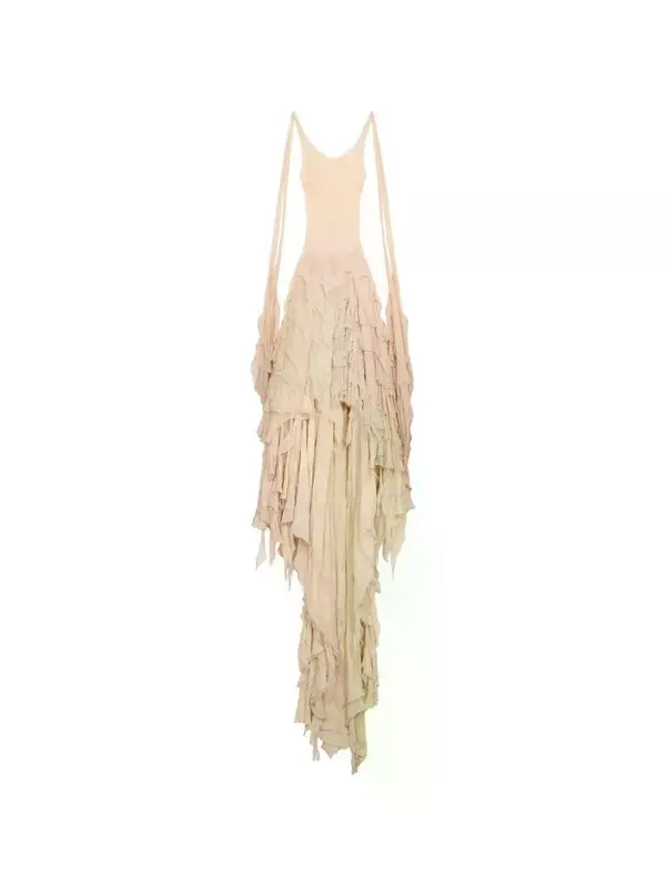 Blumarine Ruffled Maxi Dress - Neutrals
