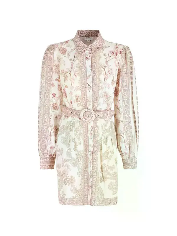 Hemant & Nandita Dani Belted-floral Shirtdress - Neutrals