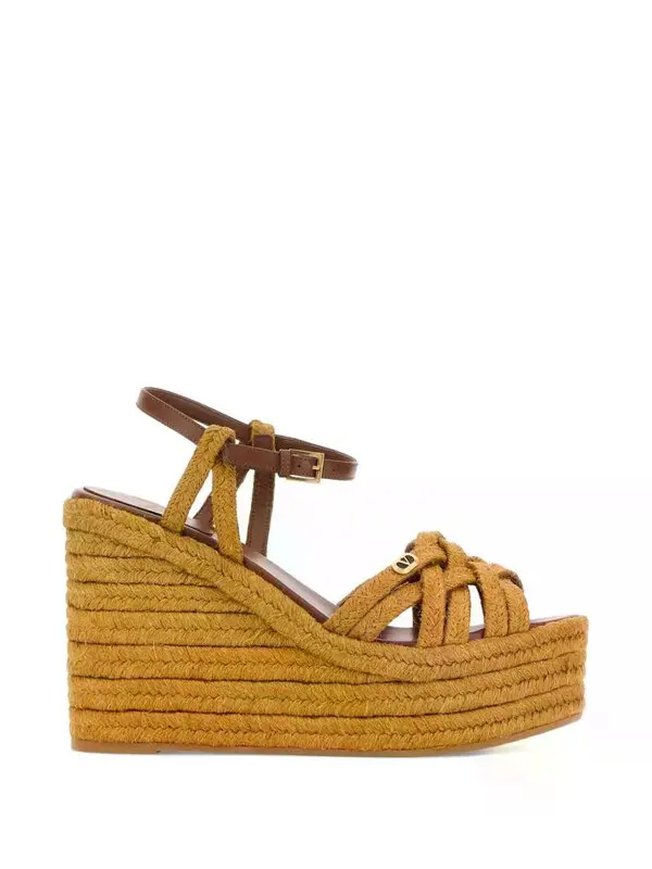 Valentino Garavani Woven Wedge Espadrilles - Brown