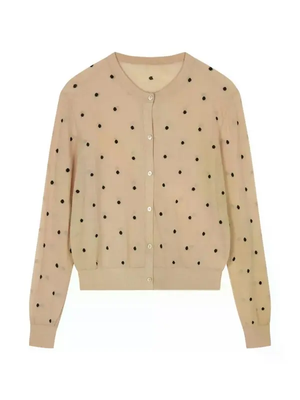 JNBY Polka Dot Cropped Cardigan - Neutrals