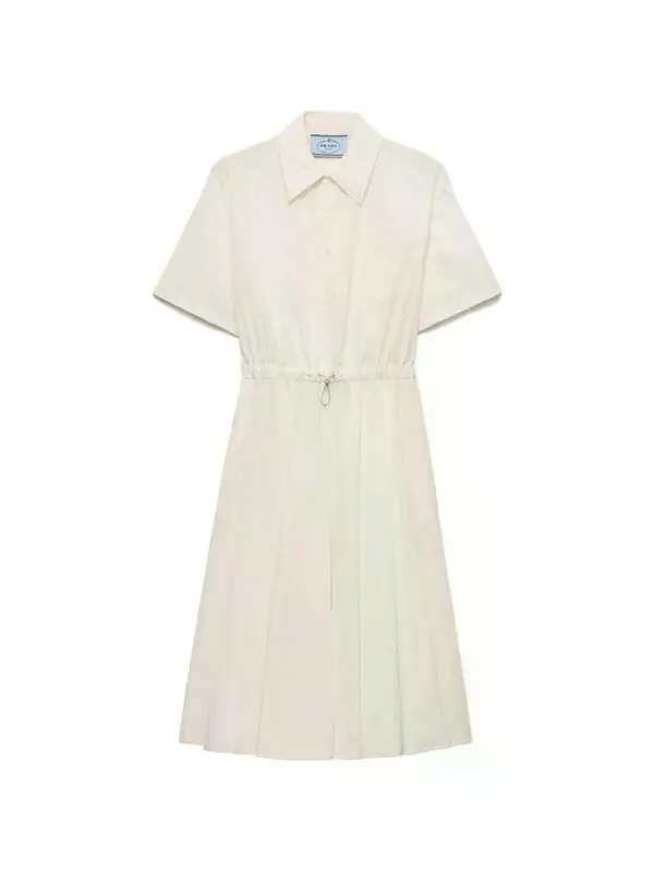 Prada Short-sleeved Technical Pongé Dress - Neutrals