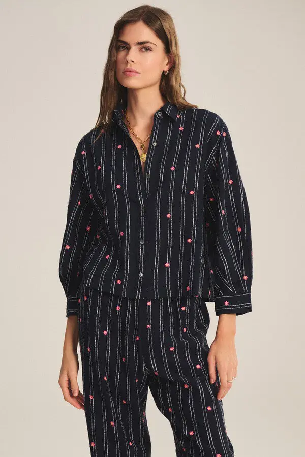 Velvet By Graham & Spencer Astren Embroidered Shirt - Black
