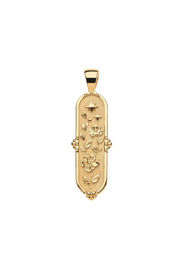JANE WIN Joy Camellia Dogtag Pendant - Gold