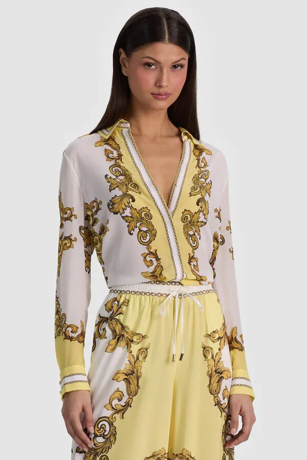 Alice + Olivia Willa Silk Blouse - Gold
