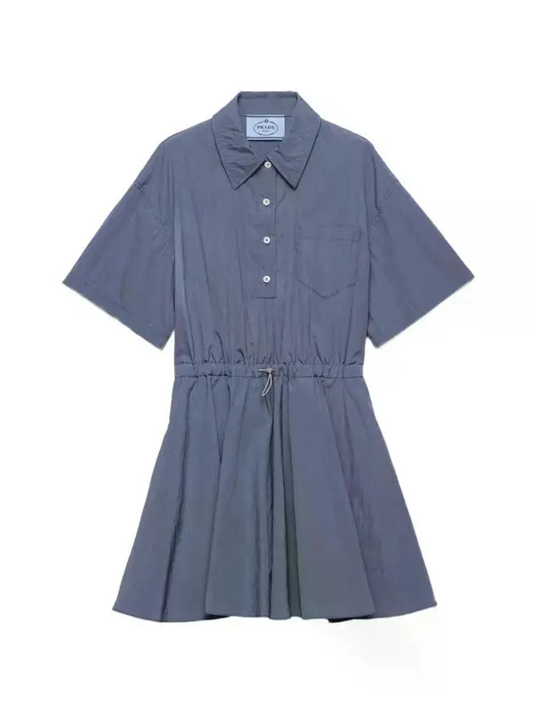 Prada Short-sleeved Technical Pongé Shirt Dress - Blue